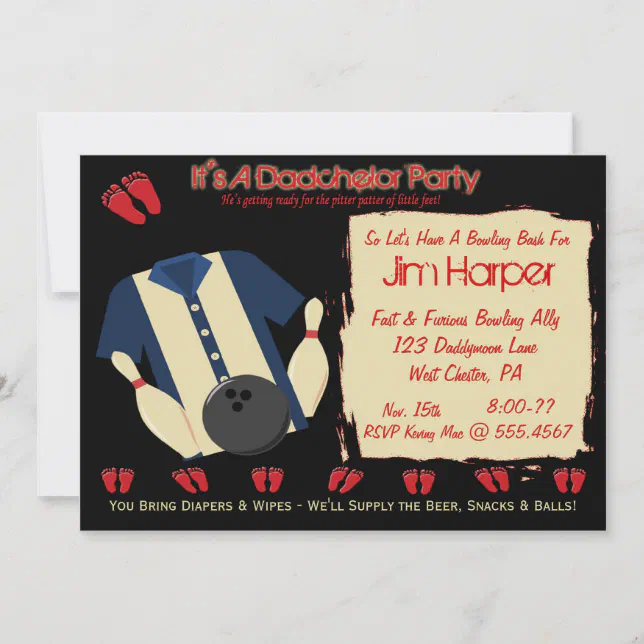 Dadchelor Bowling Party Invitations | Zazzle