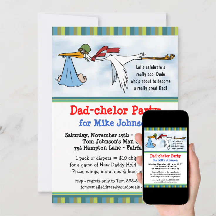 Dadchelor - Cute New Daddy Poker Party Invitations | Zazzle