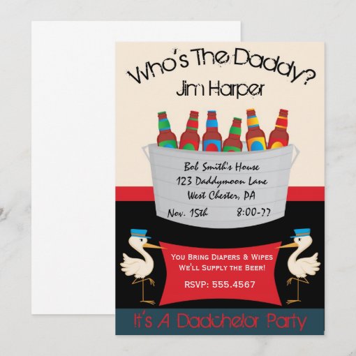 Dadchelor Diaper Keg Party Invitations | Zazzle