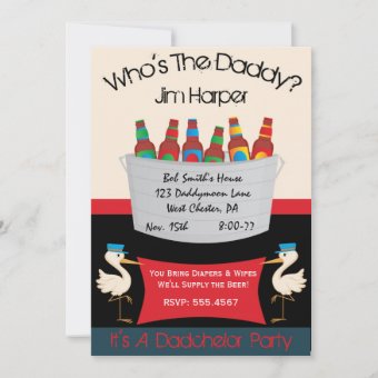 Dadchelor Diaper Keg Party Invitations | Zazzle