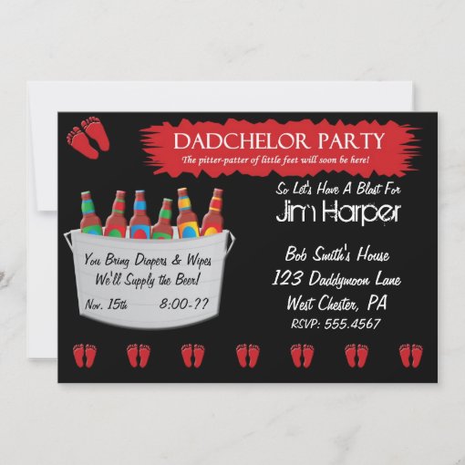 Dadchelor Diaper Keg Party Invitations | Zazzle