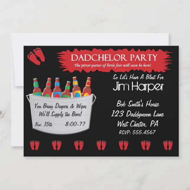 Dadchelor Diaper Keg Party Invitations | Zazzle