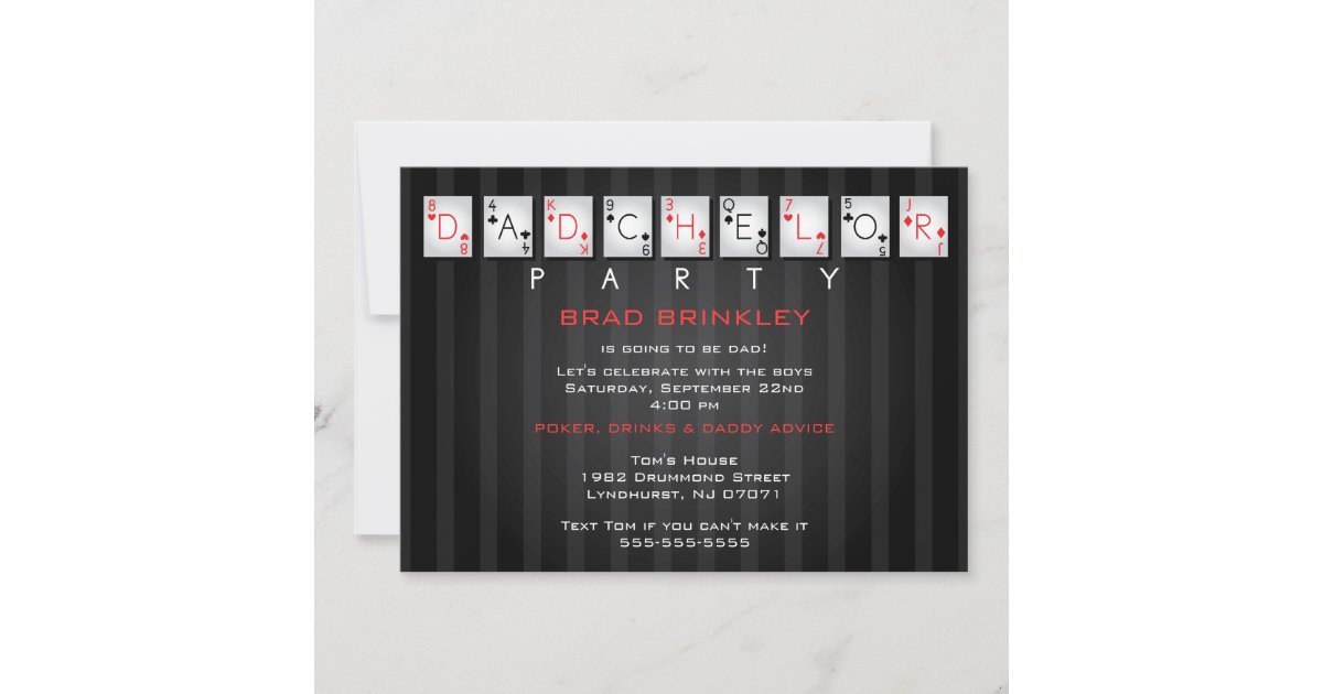 Dadchelor Party Baby Shower Card - Poker Cards | Zazzle