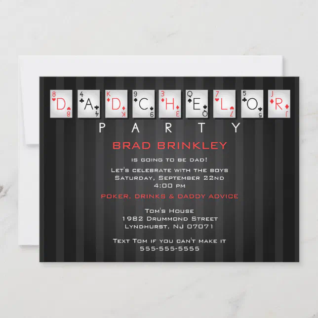 Dadchelor Party Baby Shower Card - Poker Cards | Zazzle