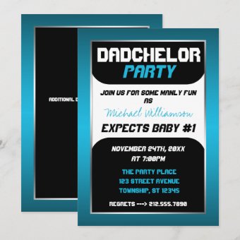 Dadchelor Party - Blue & Black Invitations | Zazzle