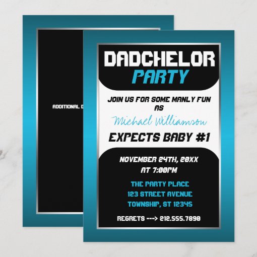 Dadchelor Party - Blue & Black Invitations | Zazzle