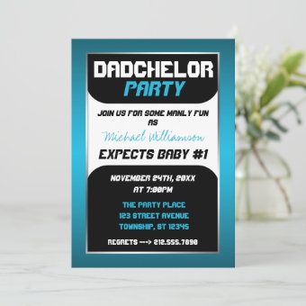 Dadchelor Party - Blue & Black Invitations | Zazzle