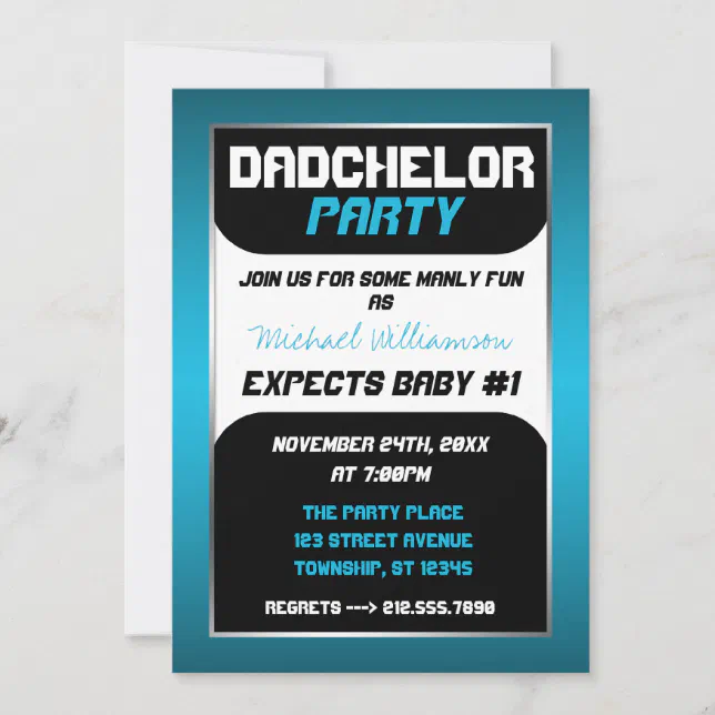 Dadchelor Party - Blue & Black Invitations | Zazzle