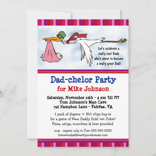 Dadchelor Party - Cute Daddy Shower Invitations | Zazzle