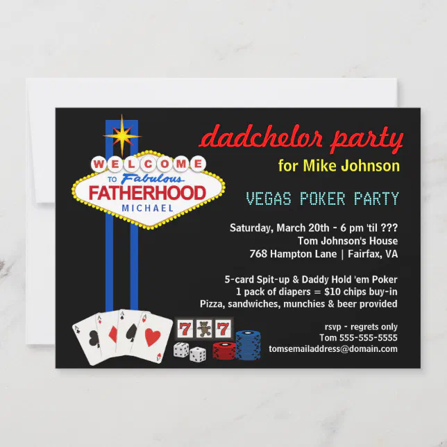 Dadchelor Party - Vegas Casino Style Invitations | Zazzle