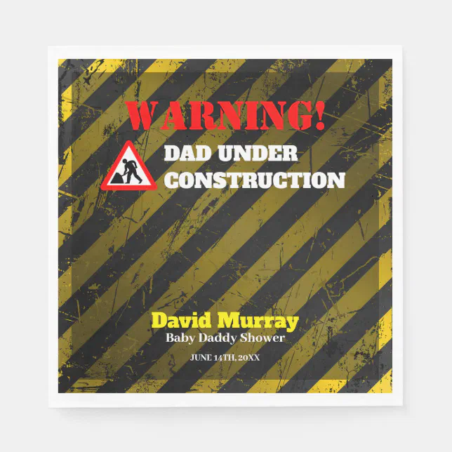 Dadchelor Party | Warning DAD Under Construction Napkins | Zazzle