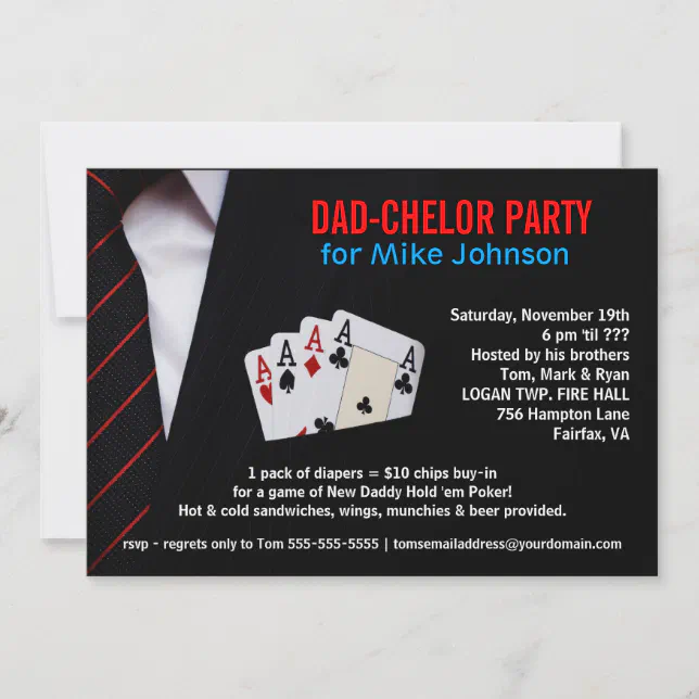 Dadchelor - Sophisticated Poker Party Invitations | Zazzle
