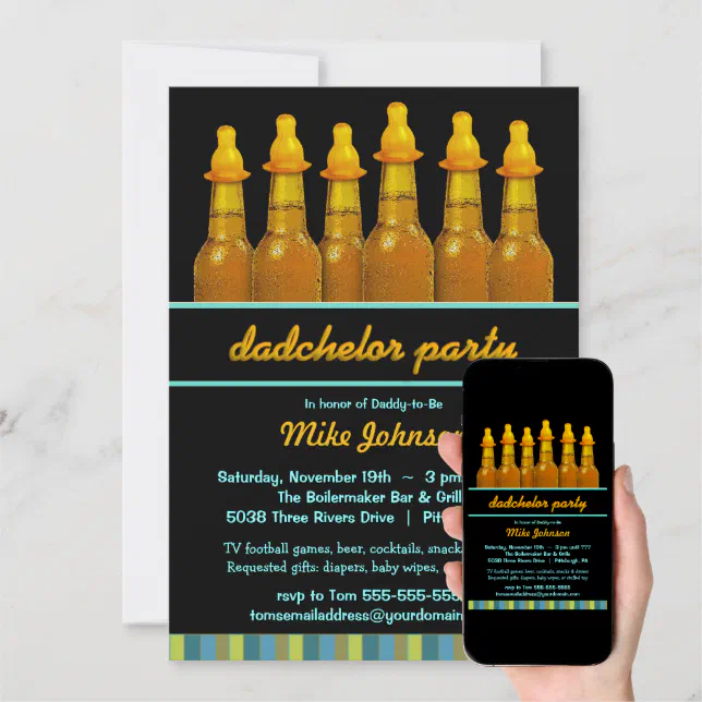 Daddy Baby Shower - Dadchelor Diaper Party Invites | Zazzle