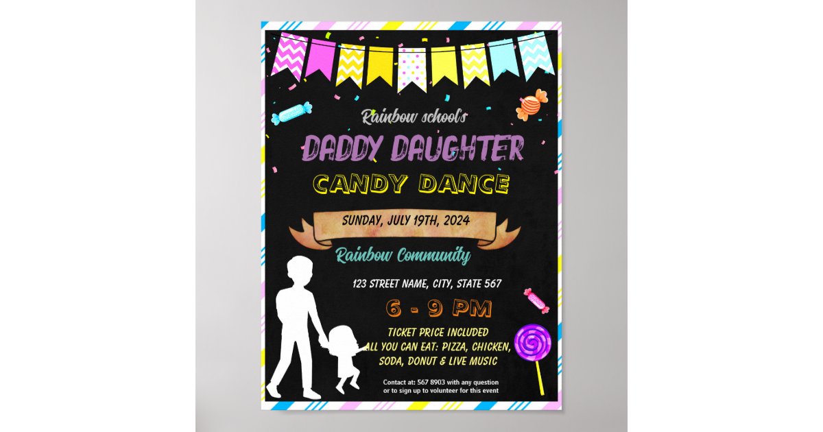 Daddy Daughter Candy dance event template Poster | Zazzle