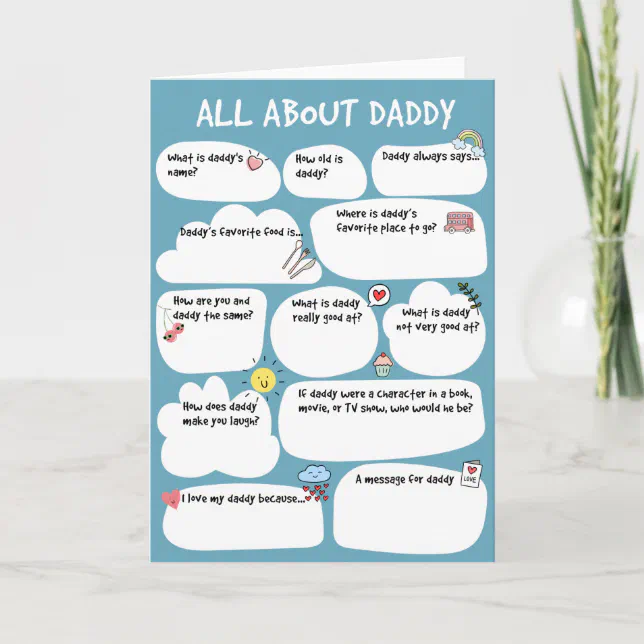 DADDY Father's Day Questionnaire Card | Zazzle