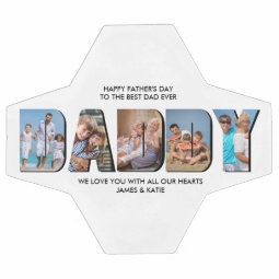 DADDY Letter Cutout Photo Collage Custom Text Soccer Ball | Zazzle