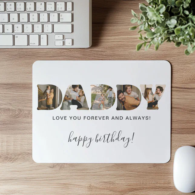 DADDY Letter Photo Collage Birthday Mouse Pad | Zazzle
