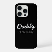 Daddy | Modern Kids Names Father's Day Black iPhone Case | Zazzle