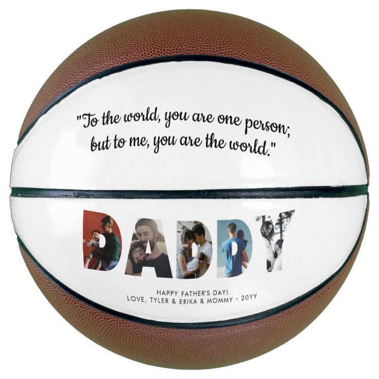 DADDY Photo Collage Custom Quote Father's Day Basketball | Zazzle