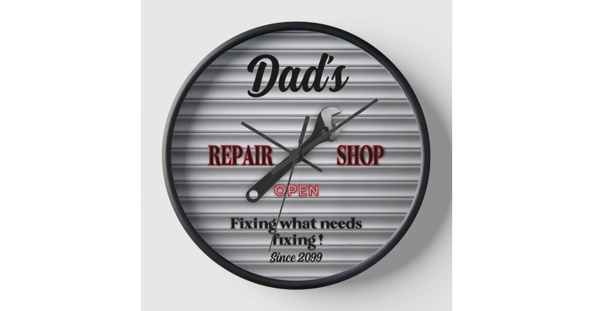 Dad's Garage Repair Shop Wall Clock | Zazzle