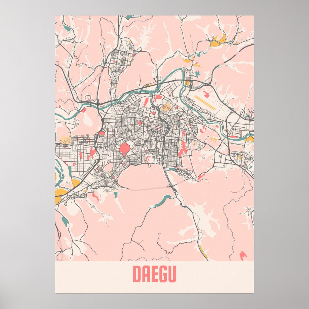 Daegu - South Korean Chalk City Map Poster | Zazzle