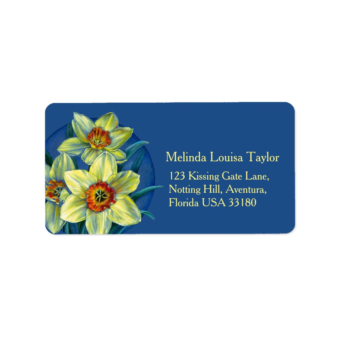 Daffodil art painting return address labels | Zazzle