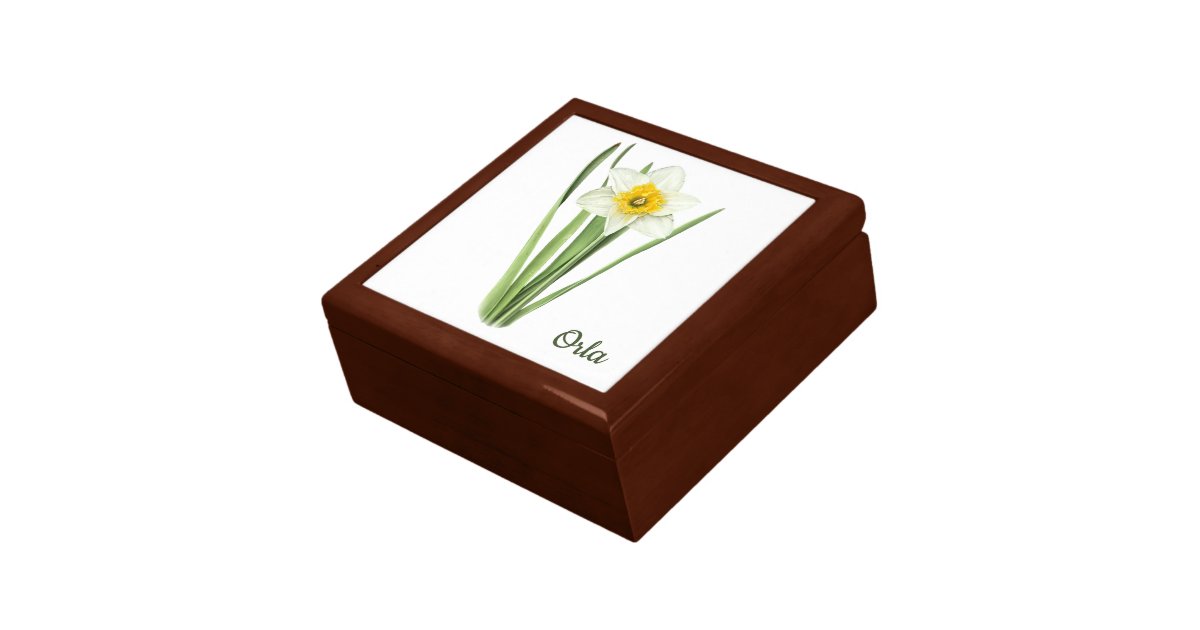 Daffodil Flower Personalized Jewelry Keepsake Box | Zazzle