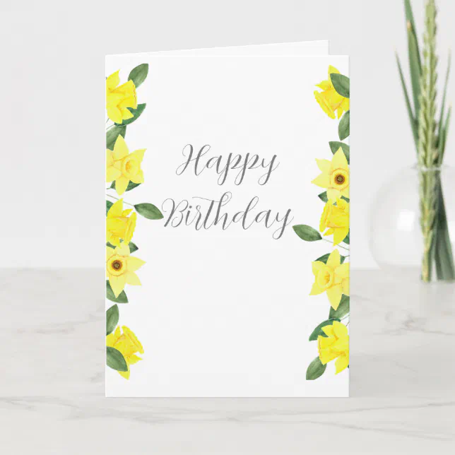 Daffodil Watercolor Birthday Card | Zazzle