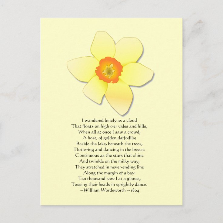 Daffodil ~ Wordsworth Poem Postcard | Zazzle