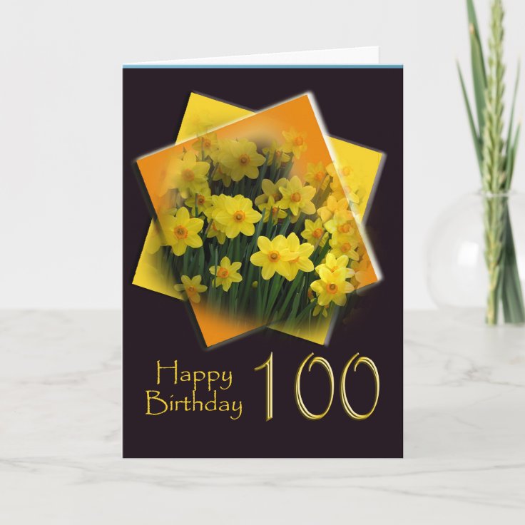 Daffodils - 100th Birthday Congratulations Card | Zazzle