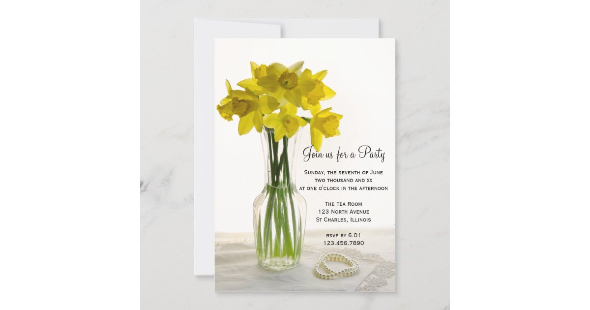 Daffodils and Pearls General Party Invitation | Zazzle