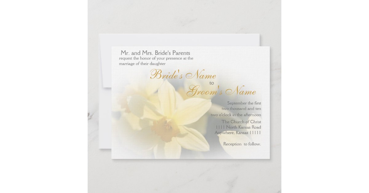 Daffodils Floral Wedding Invitation | Zazzle