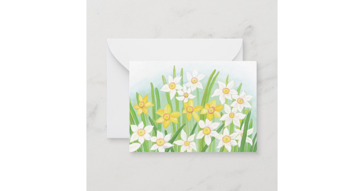 Daffodils signs of spring note card | Zazzle