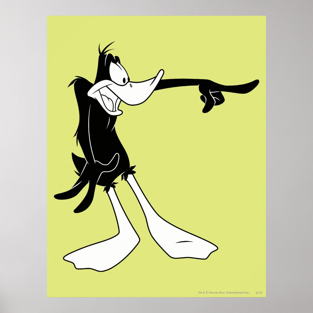 DAFFY DUCK™ Shocked and Pointing Poster | Zazzle