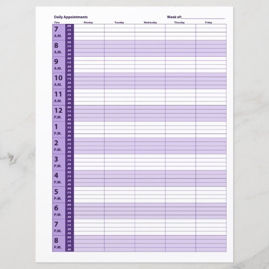 Daily Appointment Schedule | Purple | Zazzle.com