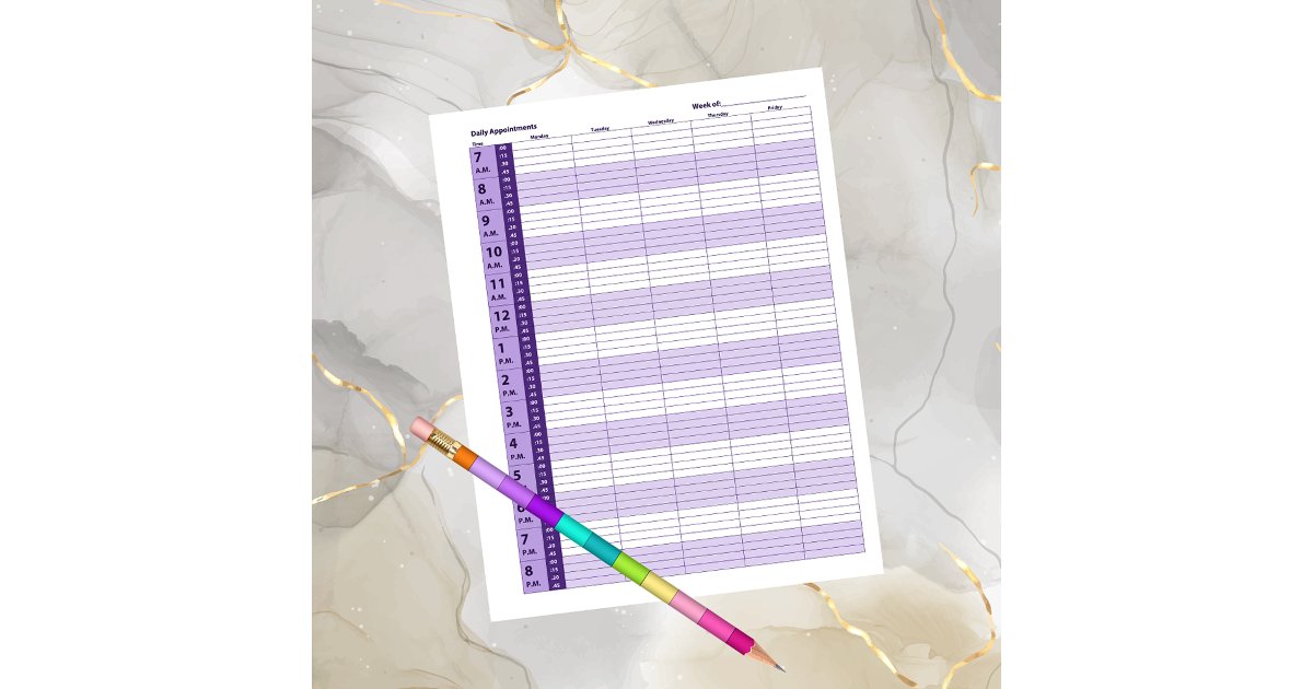 Daily Appointment Schedule | Purple | Zazzle