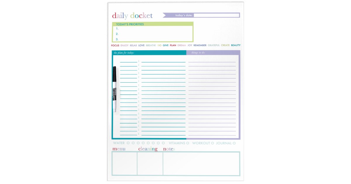 Daily Docket Dry Erase Board | Zazzle
