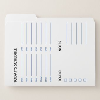 Daily & Hourly Schedule File Folder | Zazzle