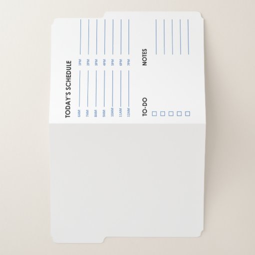 Daily & Hourly Schedule File Folder | Zazzle