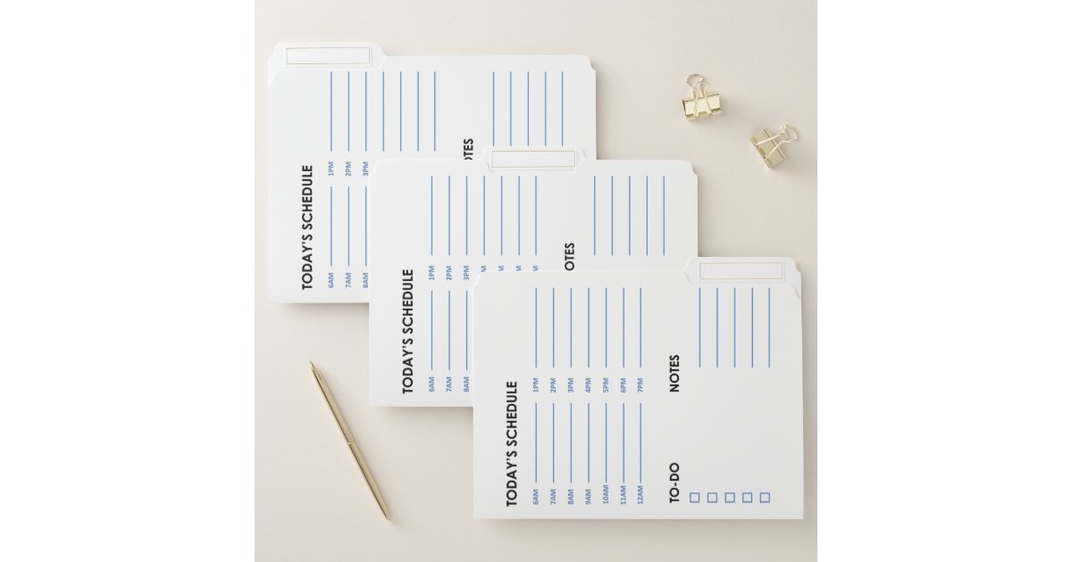Daily & Hourly Schedule File Folder | Zazzle