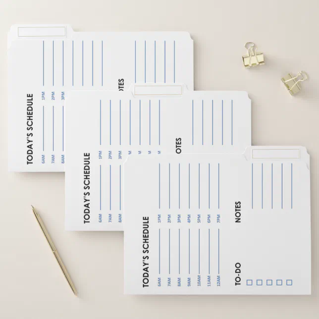 Daily & Hourly Schedule File Folder | Zazzle