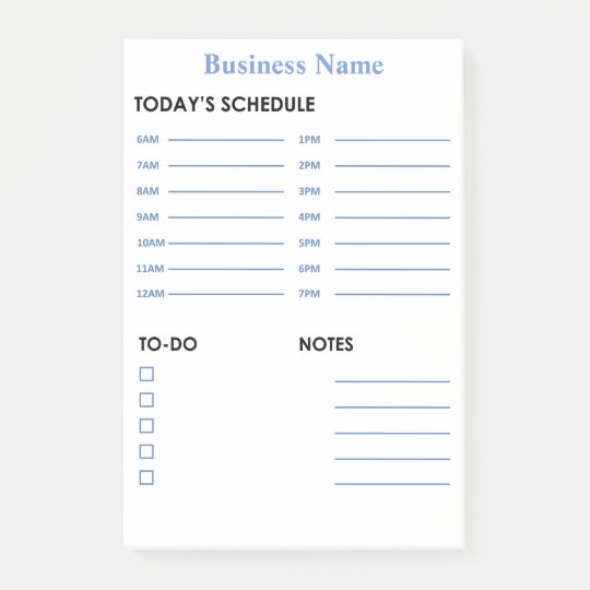 Daily & Hourly Schedule Post-it Notes | Zazzle.com