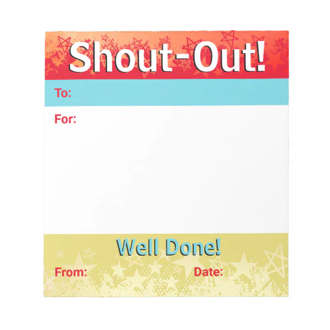 Daily kudos shout out employee recognition display notepad | Zazzle