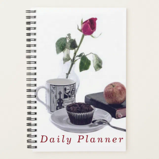 "Daily Planner" Coffee Flower Book Apple Journal Planner | Zazzle