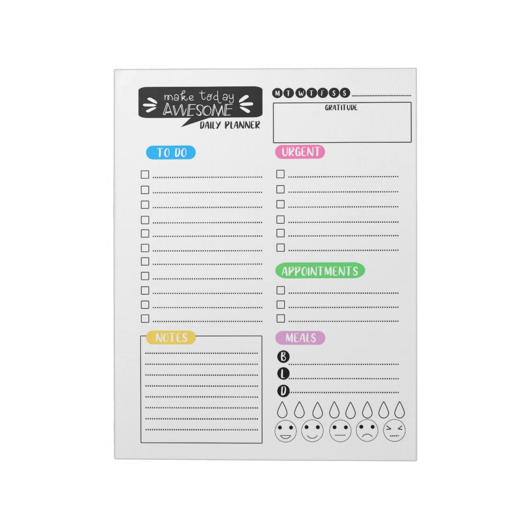Daily Planner- Day Planner Organization-Planners Notepad | Zazzle