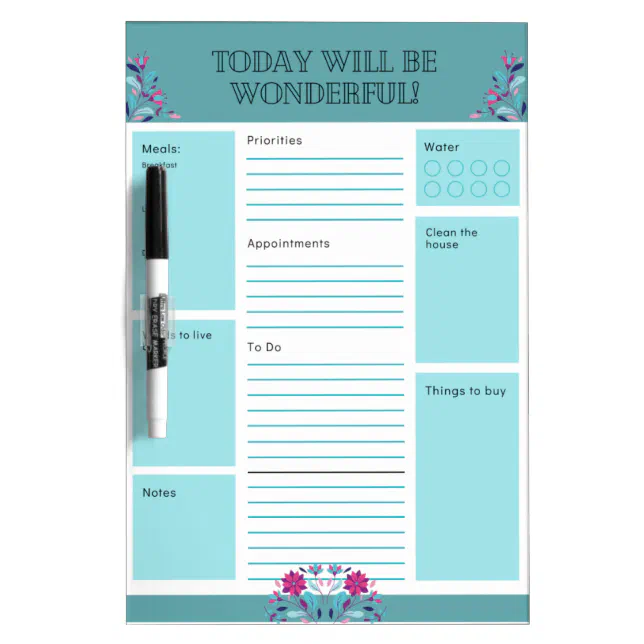 Daily Planner Dry Erase Board | Zazzle