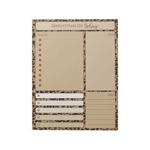Daily Planner Leopard Print Notes Meals To Do List | Zazzle