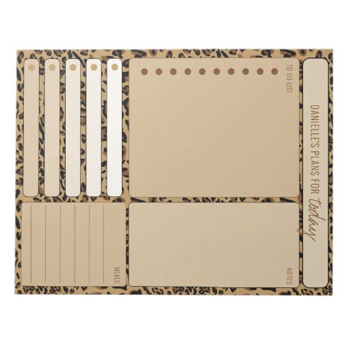 Daily Planner Leopard Print Notes Meals To Do List | Zazzle