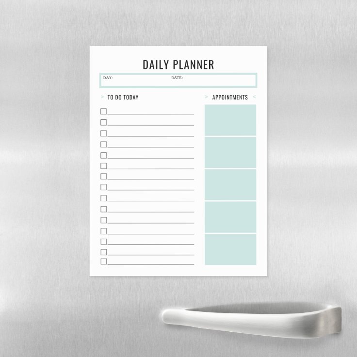 Daily Planner Mint Green To Do Appointments Magnetic Dry Erase Sheet ...