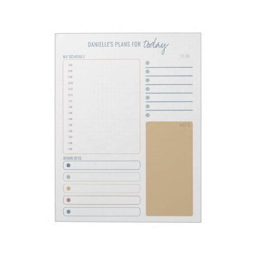 Daily Planner Modern Schedule Notes and To Do List | Zazzle